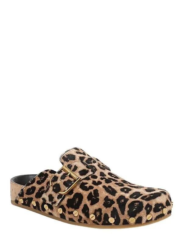 Veronica Beard Leopard Print Calf Hair Clogs - Leopard Natural