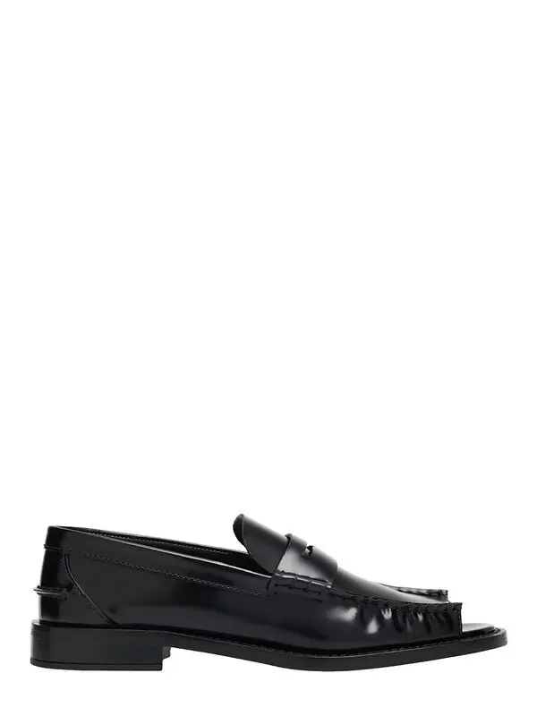 Prada Leather Ruched Cutout Loafers - Nero