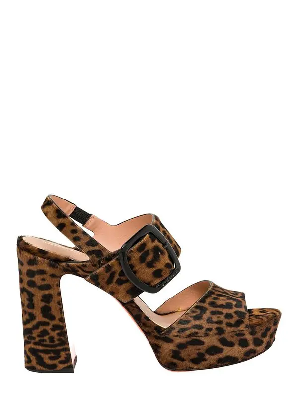 Santoni Leopard-print Calf Hair Platform Sandals - Leoprd