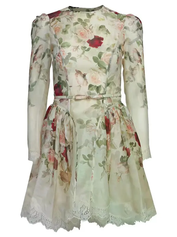 Zimmermann Story Floral Lace-trimmed Mini Dress - Neutrals