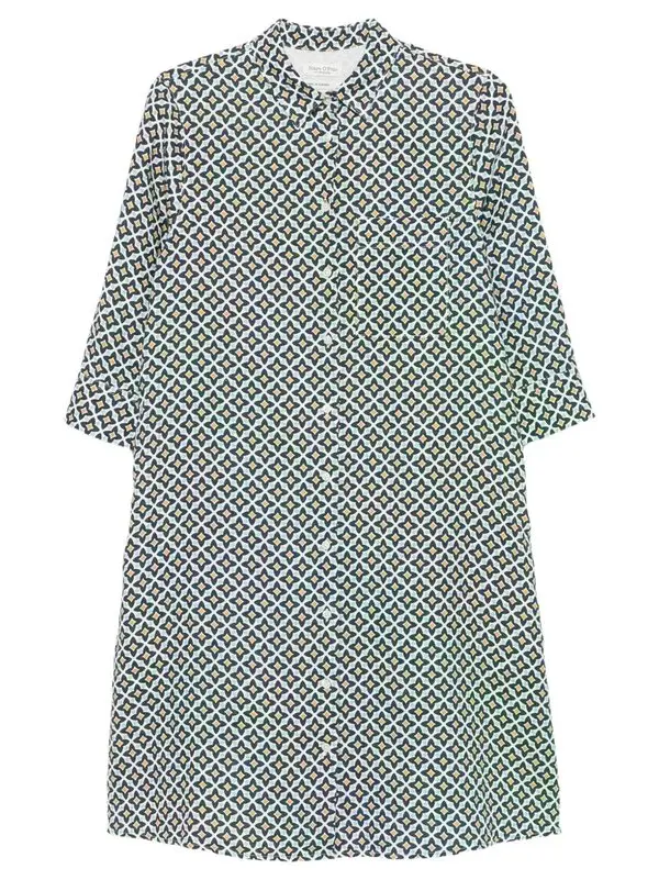 Marc O'polo Geometric-print Shirt Midi Dress - Blue