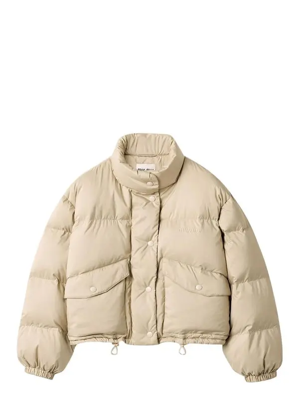 Miu Miu Oversized Pongé Puffer Jacket - Sabbia