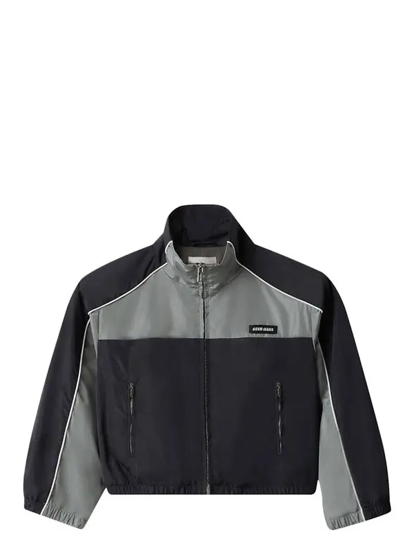 Miu Miu Technical Silk Colorblock Jacket - Blu Piombo