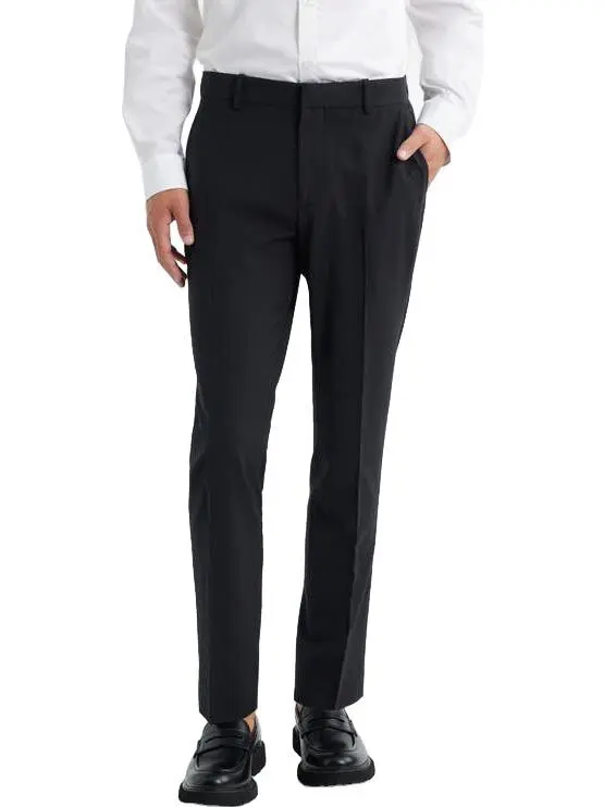 OPEN EDIT Slim Fit Suit Trousers - Black Caviar