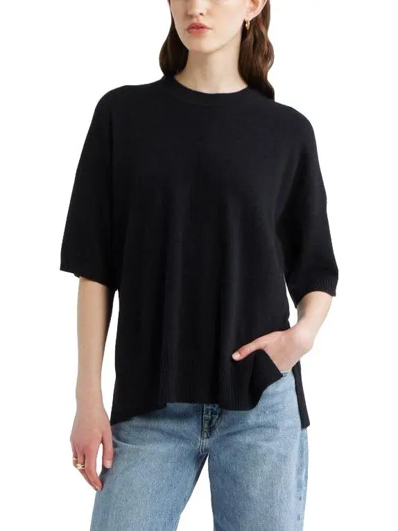 Nordstrom Relaxed Fit Cashmere Sweater - Black Rock