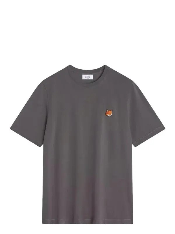 Maison Kitsuné Fox-patch Crew-neck T-shirt - Grey