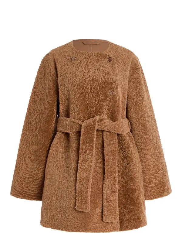 BY MALENE BIRGER Sannie Reversible Shearling Coat - Brown