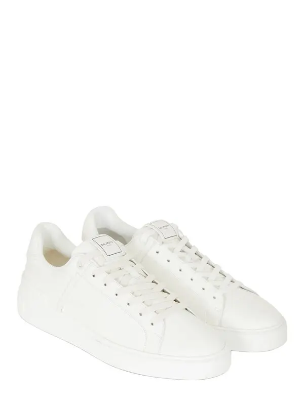 Balmain B-court Calfskin Trainers - White