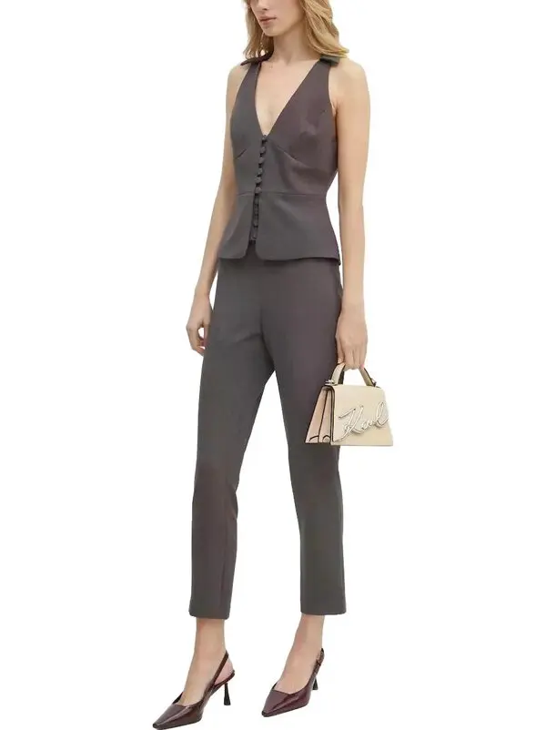 Bardot Halterneck Button Top - Grey