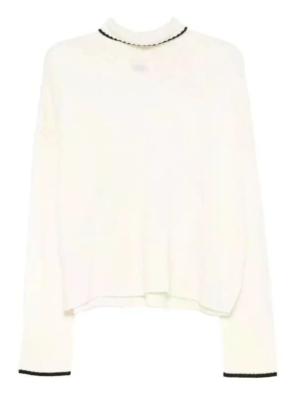 Pinko High-neck Wool-cashmere Blend Sweater - Neutrals