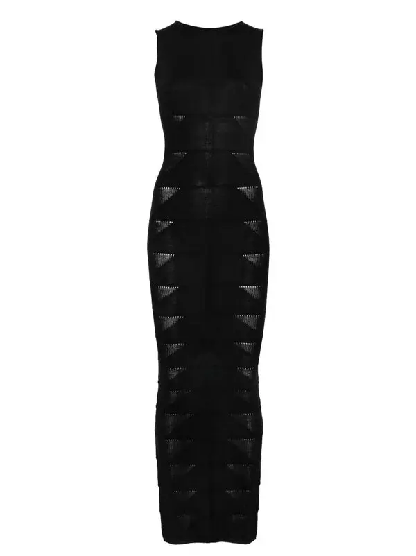 Rick Owens Geometric-knit Sleeveless Maxi Dress - Black