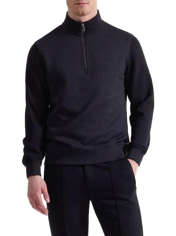Bugatchi Soft Touch Quarter-zip Pullover - Black