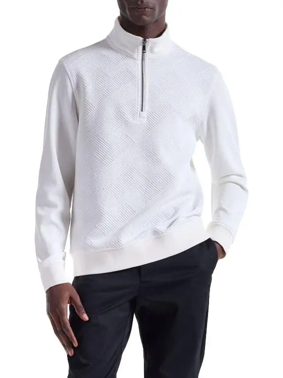 Bugatchi Soft Touch Quarter-zip Pullover - Chalk