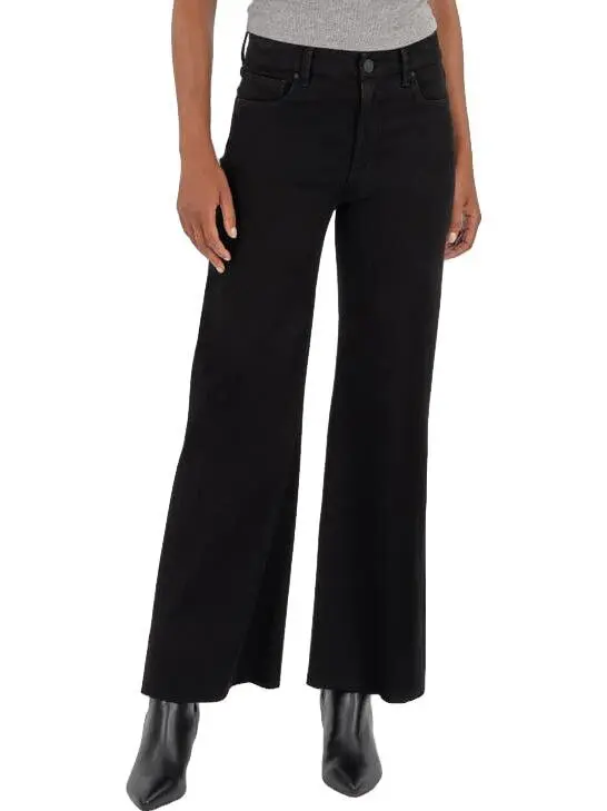 Kut From The Kloth Meg Raw Hem Wide Leg Jeans - Black Jm