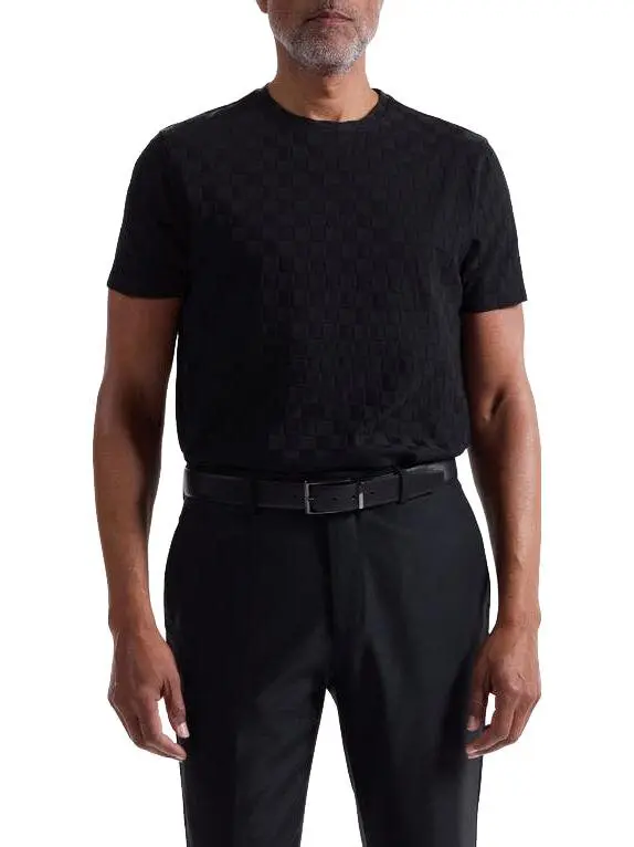 Bugatchi Geo Textured Cotton T-shirt - Black