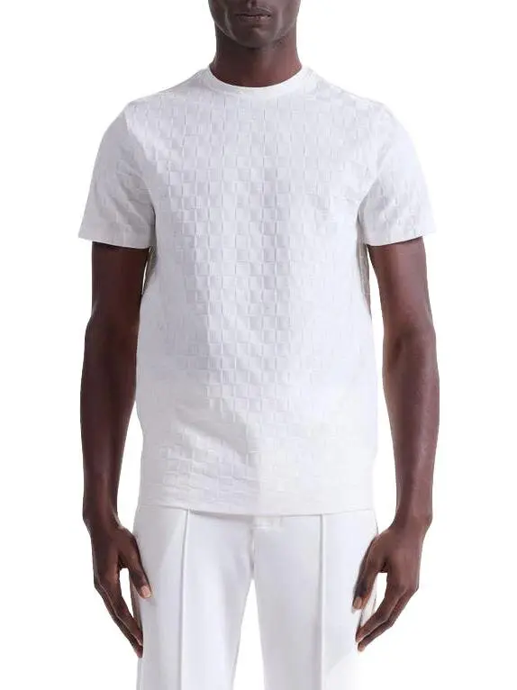 Bugatchi Geo Textured Cotton T-shirt - Chalk