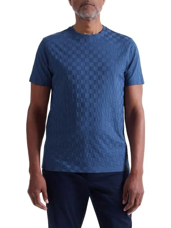 Bugatchi Geo Textured Cotton T-shirt - Cobalt