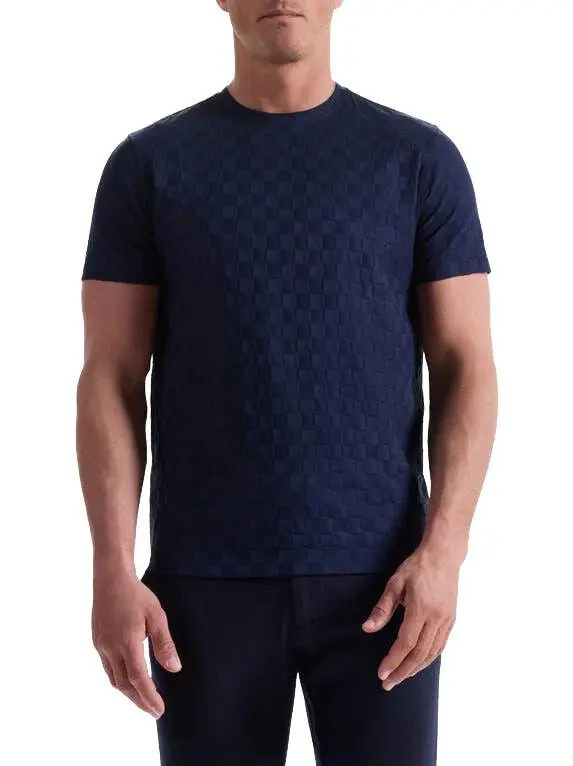 Bugatchi Geo Textured Cotton T-shirt - Navy