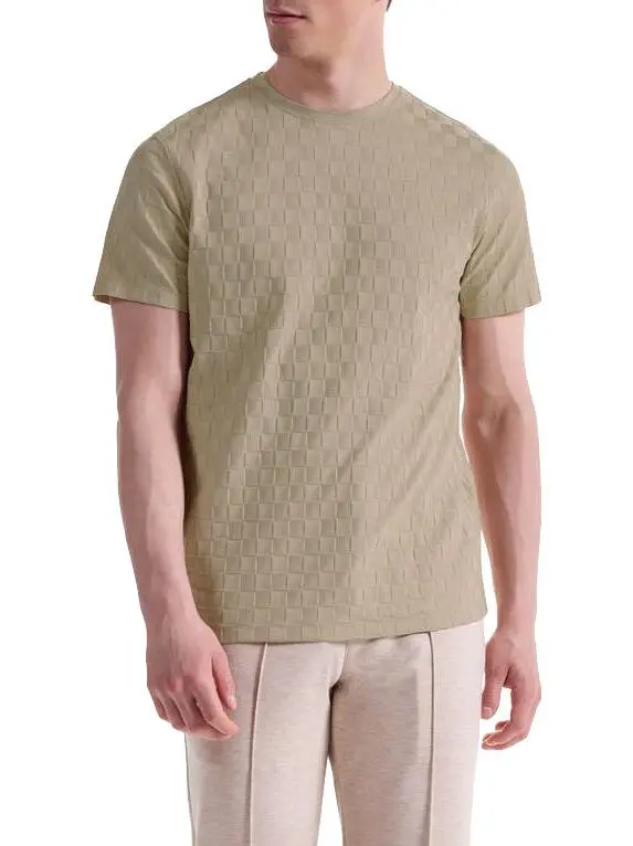 Bugatchi Geo Textured Cotton T-shirt - Sand