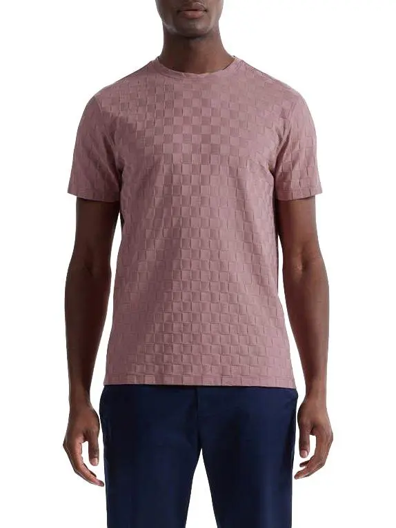 Bugatchi Geo Textured Cotton T-shirt - Wood Rose