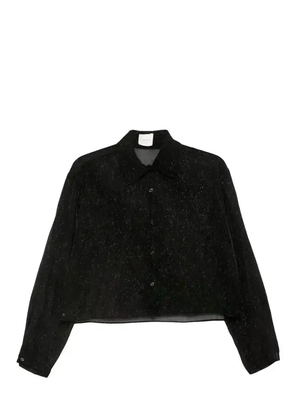 ALYSI Glitter-detail Collared Shirt - Black