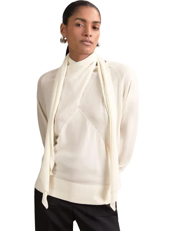 REISS Alexis Wool Scarf-tie Jumper - Cream