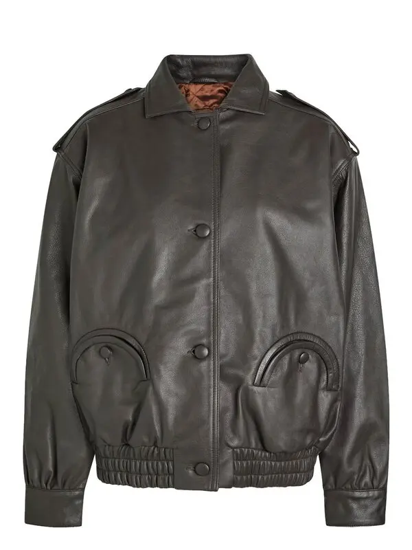 BLAZÉ MILANO Ares Charlie Leather Bomber Jacket - Black