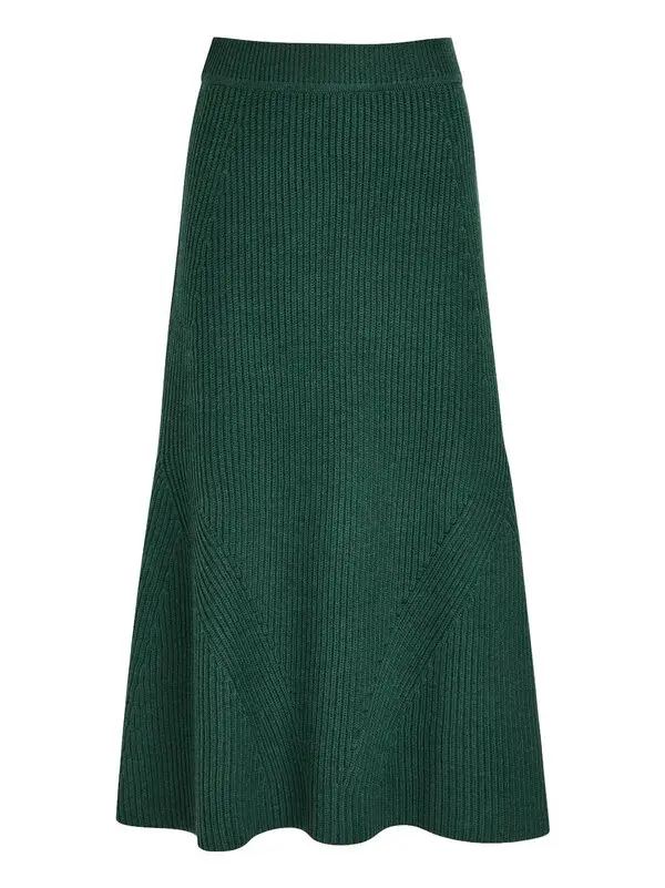 Zimmermann Hypnotic Rib Midi Skirt - Green Dark