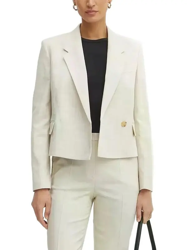 BOSS Single-breasted Frayed-edge Blazer - Neutrals