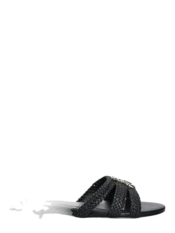 Patrizia Pepe Braided Open Toe Slides - Black
