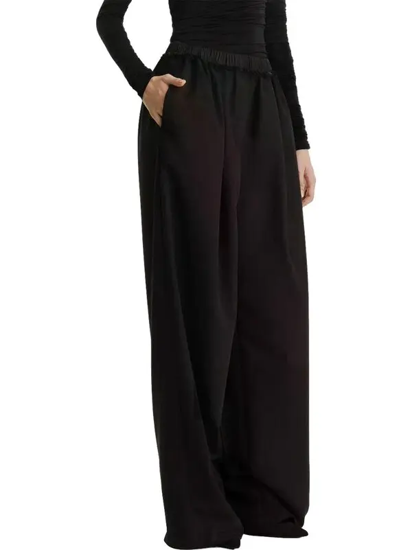 2310 STUDIO Elastic-waist Wide-leg Trousers - Black