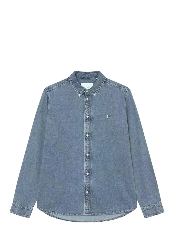 LES DEUX Embroidered Denim Shirt - Blue