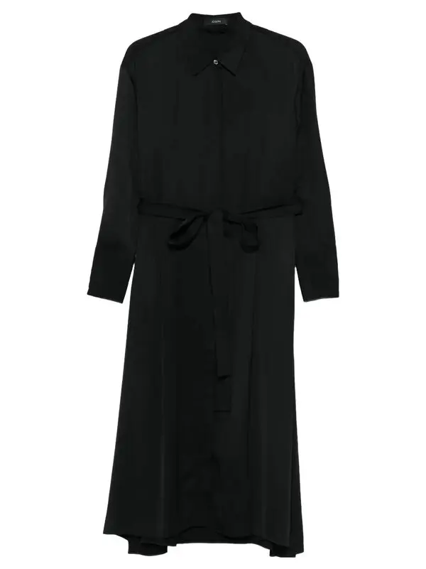 JOSEPH Belted Shirt Midi Dress - Black