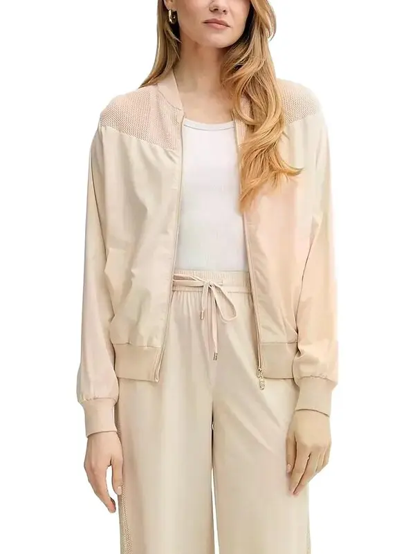 Liu Jo Bomber Jacket With Mesh Panel - Neutrals
