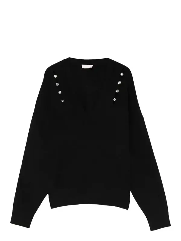 Liu Jo Embellished V-neck Sweater - Black