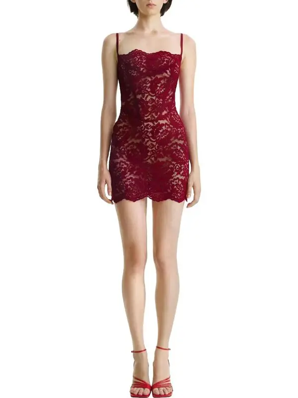 2310 STUDIO Floral Lace Mini Dress - Red