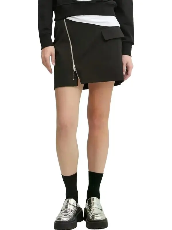 Karl Lagerfeld Flap-pocket Mini Skirt With Zip Detail - Black