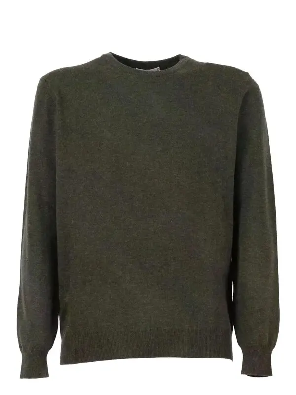 KANGRA Crew-neck Sweater With Elbow Patches - Green