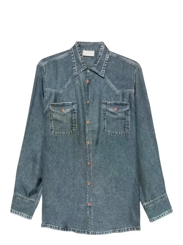 PIERRE-LOUIS MASCIA Silk Flap-pocket Shirt - Blue