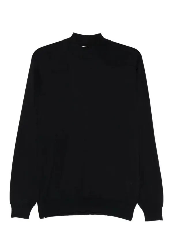 LARDINI Mock-neck Wool Sweater - Blue