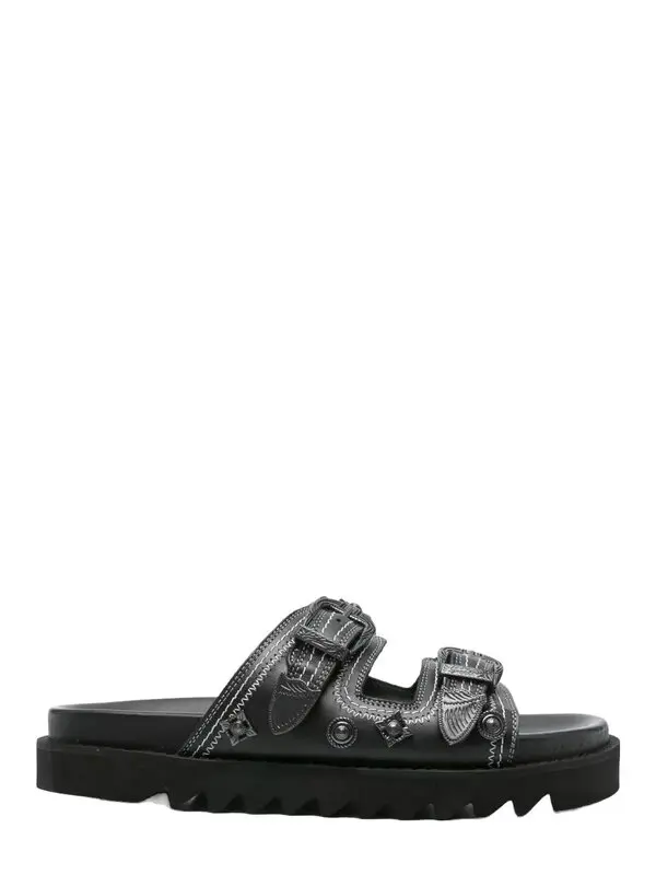 TOGA VIRILIS Buckle-embellished Leather Sandals - Black