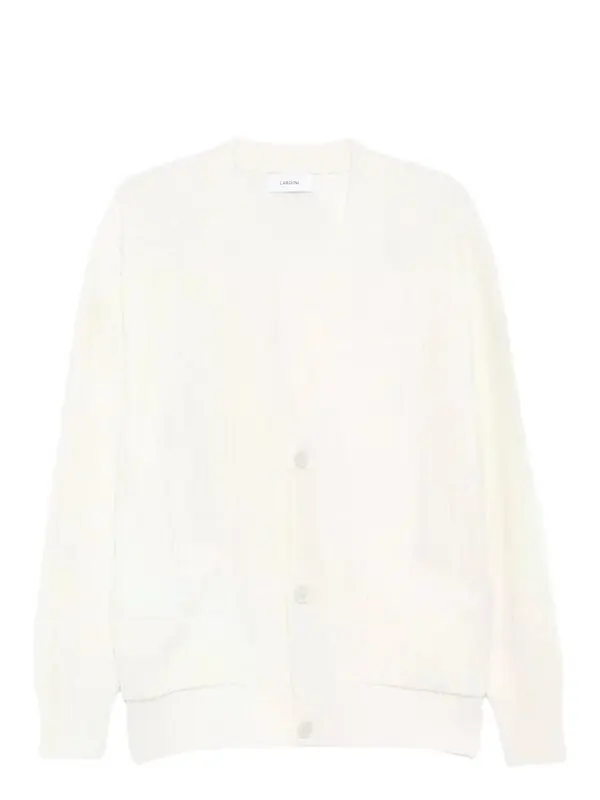 LARDINI Ribbed Buttoned-front Cardigan - Neutrals