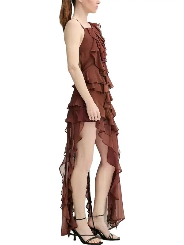 ALOHAS Ruffled Asymmetric Dress - Brown