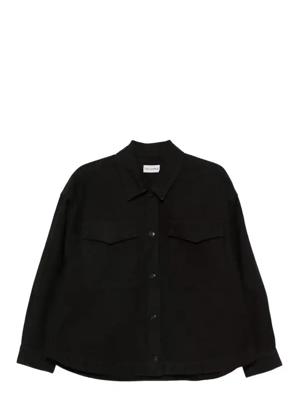 TRUE AVENUE Double-pocket Cotton Shirt Jacket - Black