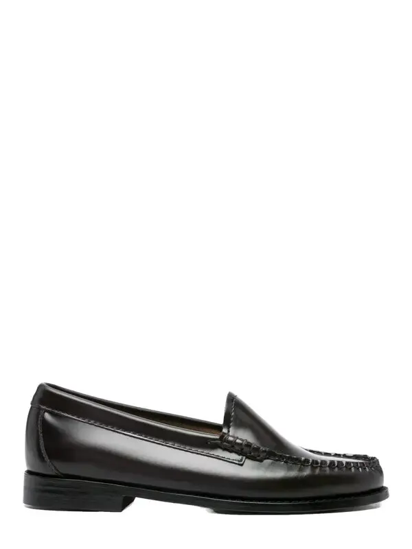 G.H.BASS Leather Almond-toe Loafers - Brown