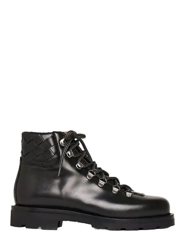 SCAROSSO Catherine Leather Lace-up Boots - Black