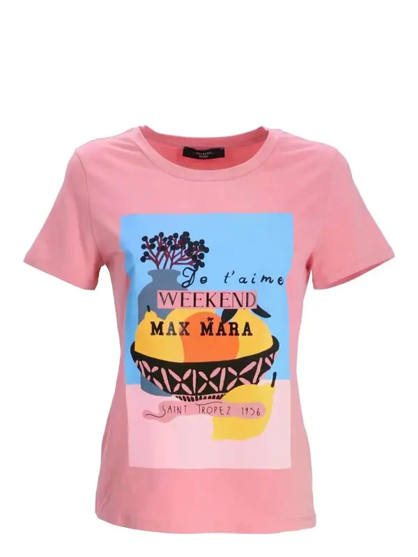 Max Mara Graphic-print Cotton T-shirt - Pink