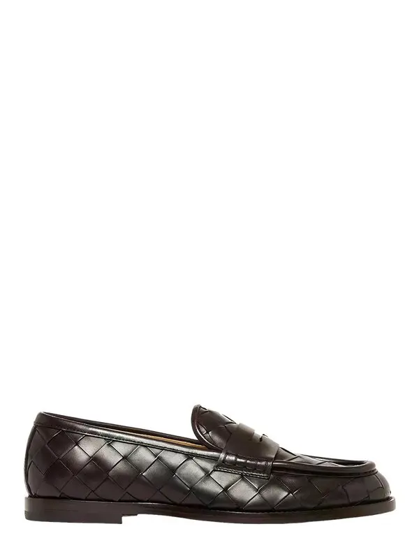 SCAROSSO Woven Leather Loafers - Brown