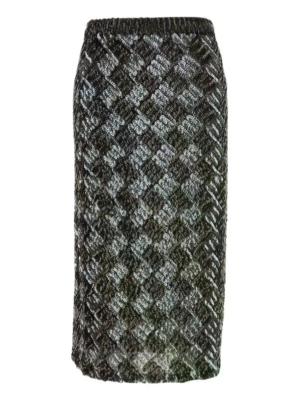 P.a.r.o.s.h Diamond-pattern Sequinned Midi Skirt - Brown