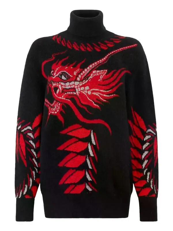 Roberto Cavalli Dragon-motif Turtleneck Sweater - Black